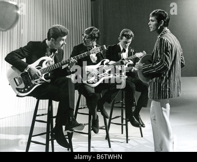 SHADOWS UK pop group in summer 1961 with Jet Harris at left and Tony ...