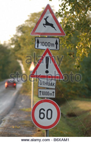 Budapest Hungary Hungarian road signs parking zone meters one way Stock ...