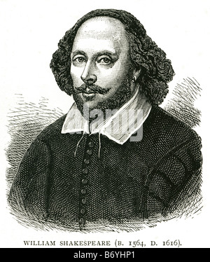 William Shakespeare, The Bard of Avon, 1564-1616. Engraved Illustration ...