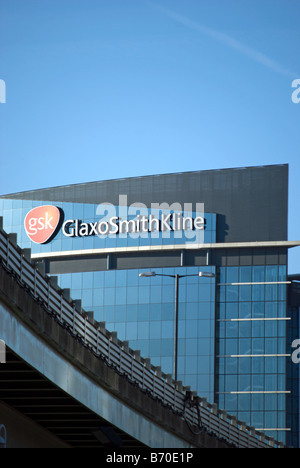 world headquarters of gsk, glaxo smith kline, above the M4 motorway on ...