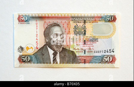 50 Kenyan shillings bank note of Kenya. Kenyan shilling is the national ...