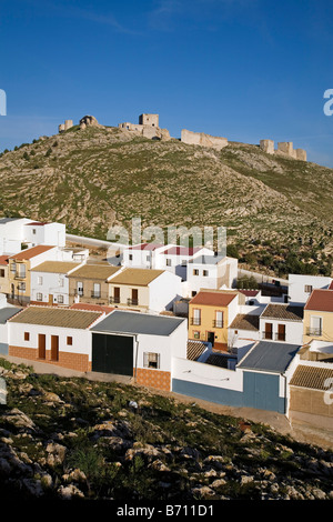 Typical houses castle la Estrella Teba village Malaga Andalusia Spain ...
