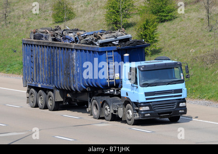 Lorry with trailer loaded with scrap metal on motorway Stock Photo - Alamy