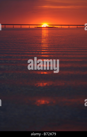 Rail bridge linking Sjaelland and Falster islands in Denmark Stock ...