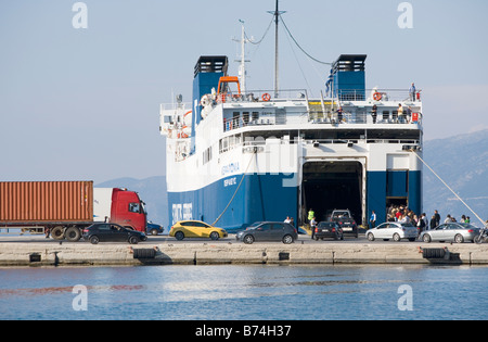 Ferry loading at Sami, Kefalonia, Greece Stock Photo - Alamy