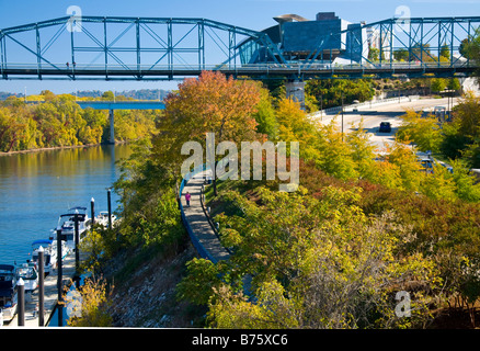 People walking along the Riverwalk beside the Tennessee River in ...