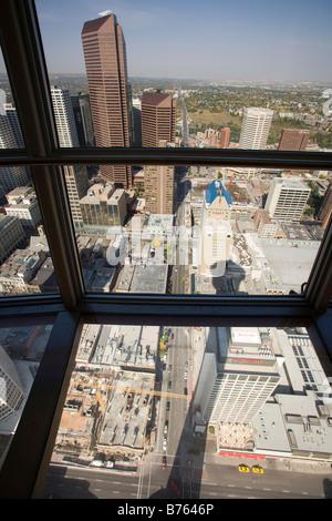 Inside Calgary Tower viewing deck Stock Photo - Alamy