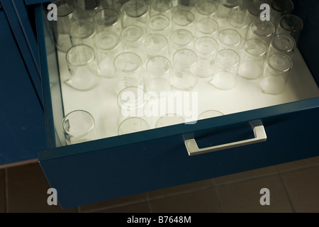 Laboratory beakers in drawer Stock Photo - Alamy