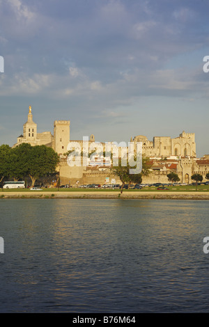 Papal Palace at Rhone River in Avignon, Provence, France Stock Photo ...