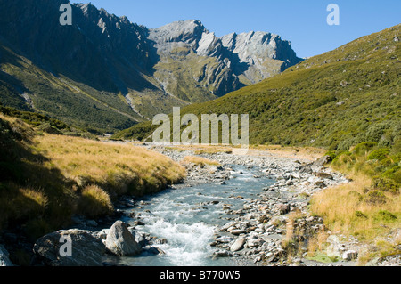 The Shelter Rock Hut, Rees valley, Rees Dart track, South Island, New ...