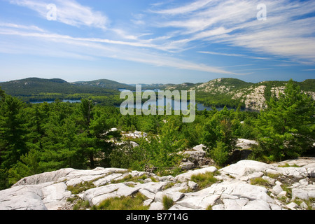 White quartzite rock of the La Cloche Hills at O.S.A. Lake Killarney ...