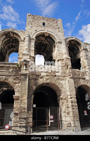 Roman amphitheatre, used as bullring, Arles, Bouches-du-Rhone, Provence-Alpes-Cote d'Azur ...