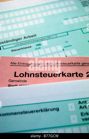 Wage tax card and tax forms Stock Photo - Alamy