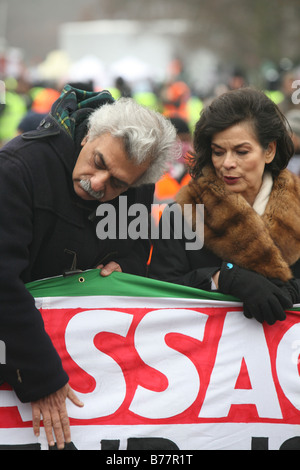 a portrait of tariq ali during the anti war protest in hyde park corner ...
