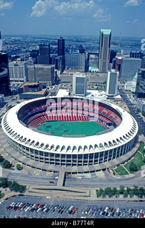 Aerial view of St. Louis, Missouri, where the Mississippi and Missouri ...