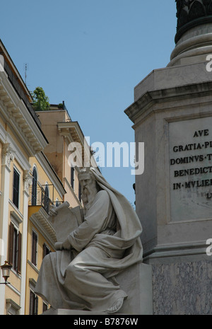 The Column of Immaculate Conception with the statue of the Prophet Isaiah. Piazza Mignanelli ...