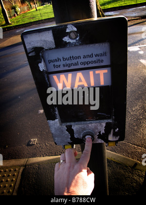 Pedestrian Puffin Crossing with traffic light on green with pedestrian ...