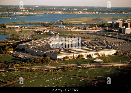 Aerial View of the Pentagon with the Potomac River in the background ...