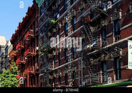 Fire escapes escape ladder ladders typical of Manhattan New York City ...