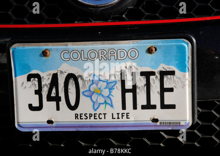 colorado respect life vehicle license plate state usa Stock Photo - Alamy
