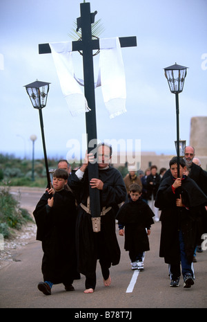 Catholic Easter procession with consecration of the cross, Bonifacio ...