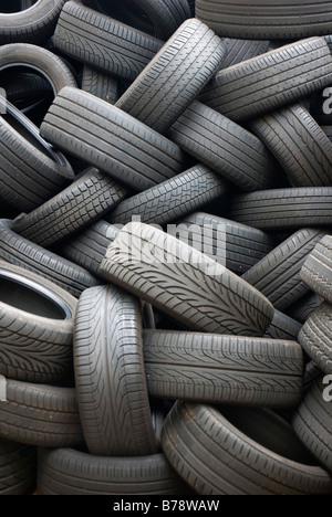Piles of waste rubber tyre, closeup of photo Stock Photo - Alamy