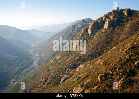 Aerial view of the Crocodile River gorge and the N4 National Road ...