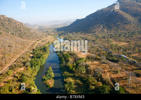 Aerial view of the Crocodile River gorge and steep sided valley Stock ...