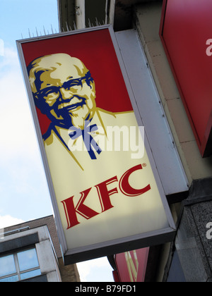 A Kentucky Fried Chicken (KFC) logo seen displayed at night outside a ...