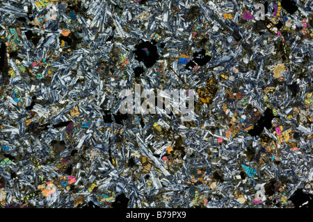 Photomicrograph of a Dolerite slide section, cross polarized lighting ...