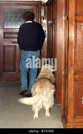 A dog following his master Stock Photo - Alamy