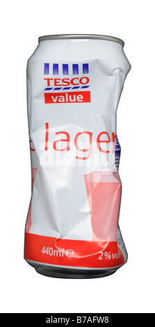 Crushed Tesco Value Larger Can Stock Photo - Alamy