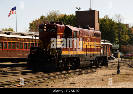 Conway Scenic Railroad passenger coach displayed in North Conway ...