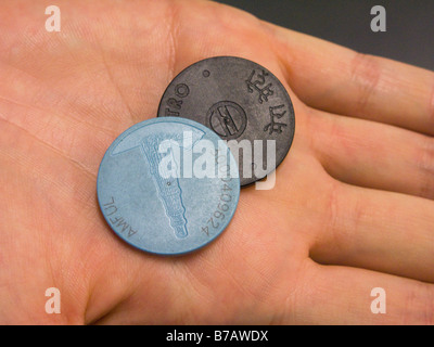 Travel tokens for use on the Delhi Metro Rail system. Delhi, India ...