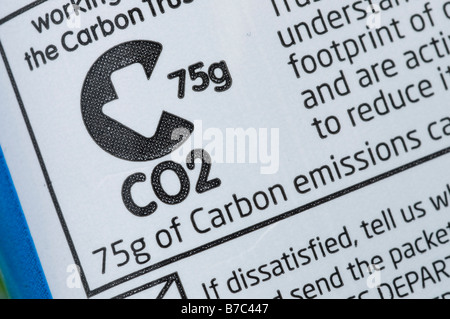 Carbon emissions label showing carbon footprint Walkers salt and ...