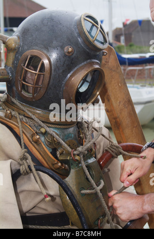 dressing female diver old antique diving kit suit exhibition River ...