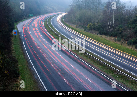 Traffic trails on the A38 Devon Expressway Plymouth Devon UK Stock ...