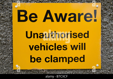 Car clamping sign warning sign vehicle will be clamped no parking zone ...