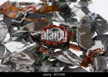 Parts of destroyed computer hard disk drive (HDD exploded view, HDD ...