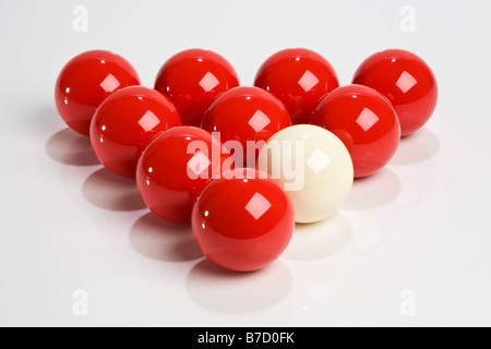 Snooker balls arranged in a triangle Stock Photo - Alamy