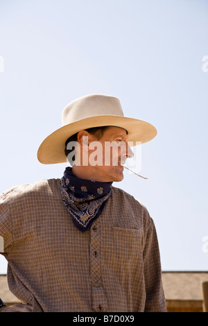 Traditional American Cowboy straw hat isolated on black background ...