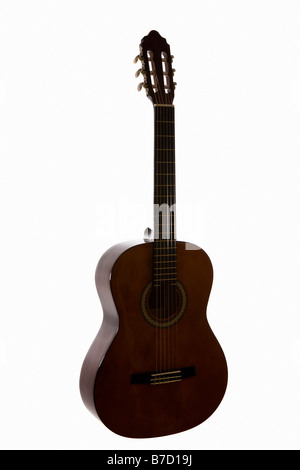 Studio shot six string acoustic guitar under coloured lights Stock ...