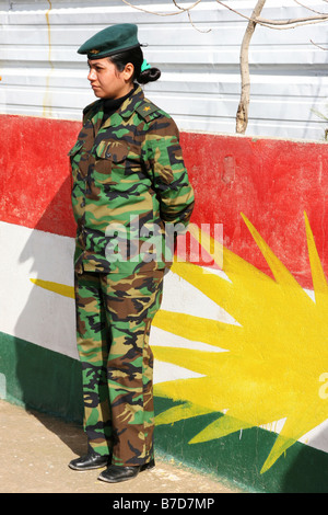 Peshmerga women fighters in camouflage during military exercise, Iraq ...