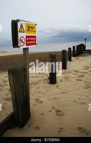Sign: Danger Underwater Structures, No Swimming near the groynes, Keep ...