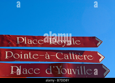 French language signs with street indications in Place Jacques Stock ...