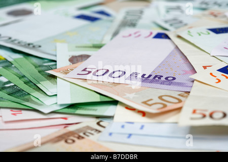 Detail of euro money on table. Macro shot, close up photo of euro ...