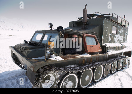 Modified Russian Tank (Vezdekhod) at gas station, Anadyr, Siberia ...