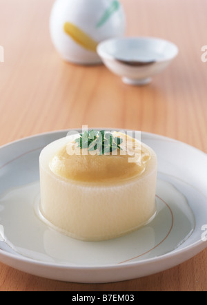 Boiled white radish & miso on top Stock Photo - Alamy