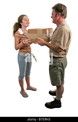 Delivery men taking parcels from car outdoors Stock Photo - Alamy