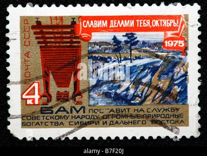 Baikal Amur railway, postage stamp, USSR, 1981 Stock Photo - Alamy